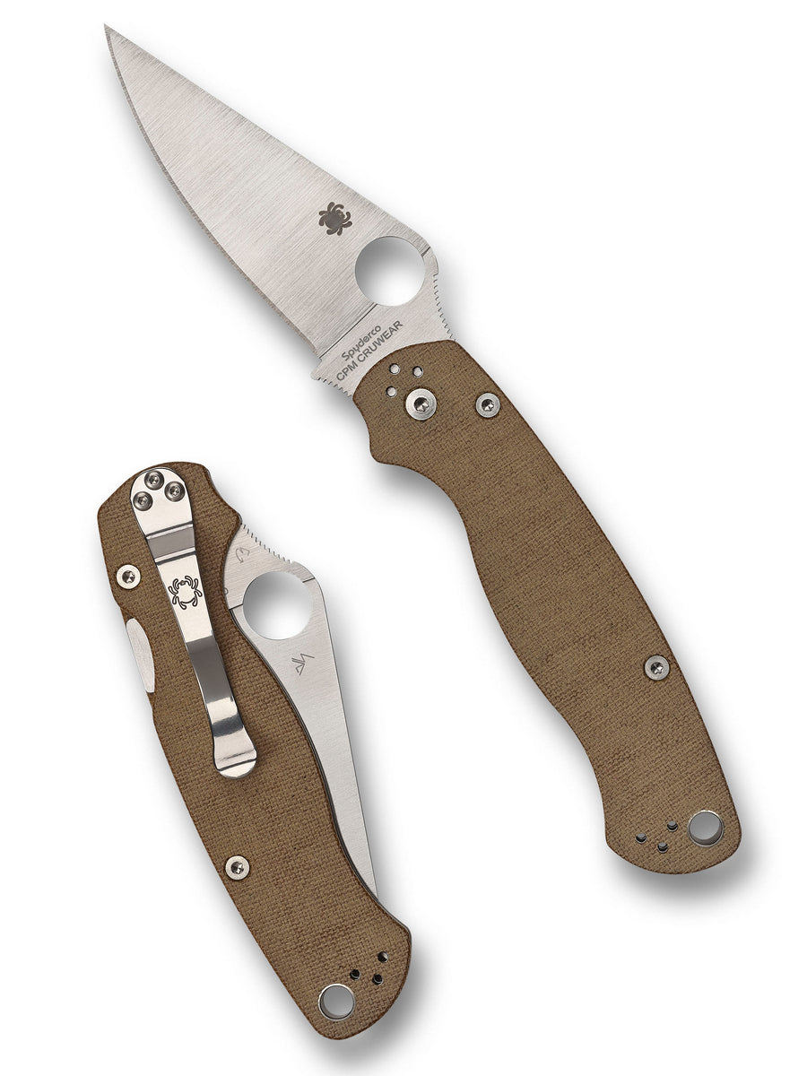 Para Military® 2 Brown Canvas Micarta® CPM® Cru-Wear® – Spyderco